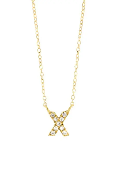 Bony Levy Icon Pavé Diamond Initial Pendant Necklace - 18k Yellow Gold - X