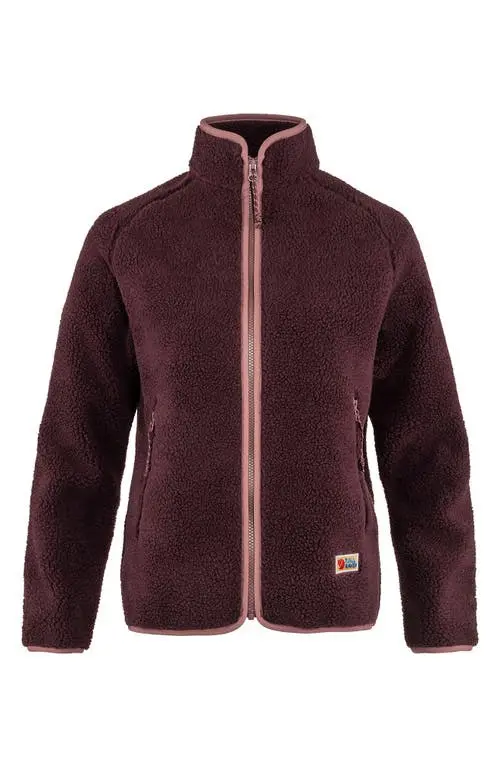 Fjallraven Vardag Pile Fleece Zip Jacket - Dark Garnet