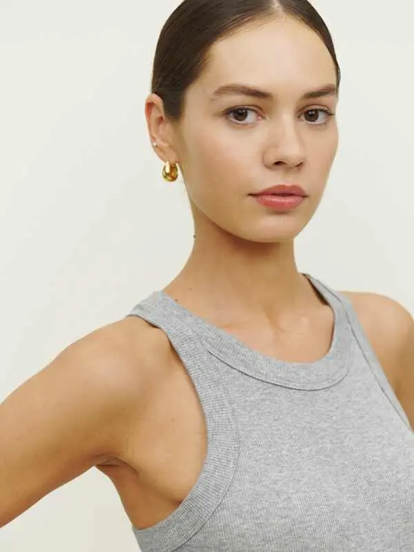 REFORMATION Tasha Ribbed High Neck Tank Top