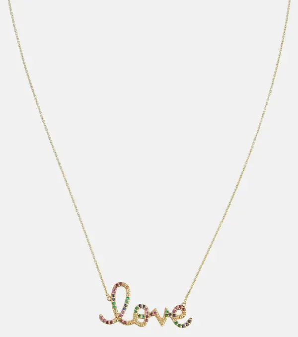 SYDNEY EVAN Love 14kt Gold Necklace With Sapphires - Multicoloured