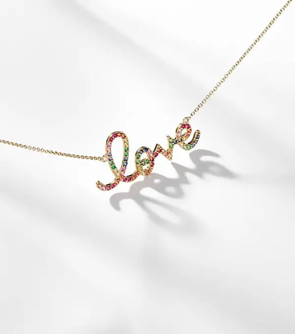 SYDNEY EVAN Love 14kt Gold Necklace With Sapphires