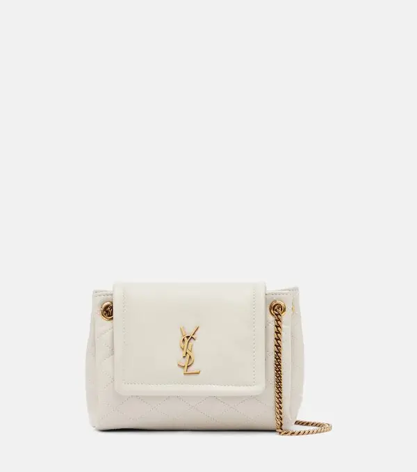Saint Laurent Nolita Mini Leather Shoulder Bag - White