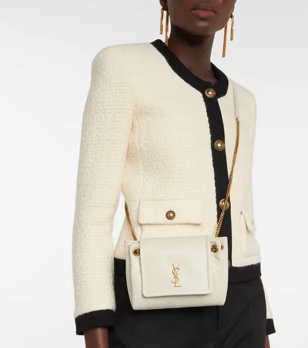 Saint Laurent Nolita Mini Leather Shoulder Bag - White