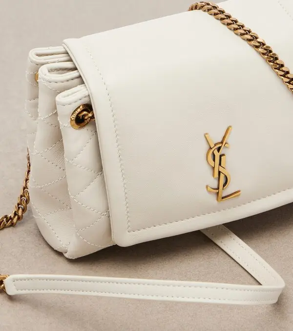 Saint Laurent Nolita Mini Leather Shoulder Bag - White