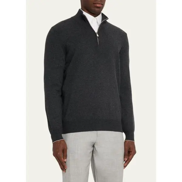 Brunello Cucinelli Cashmere Quarter-zip Sweater - Charcoal