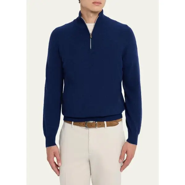Brunello Cucinelli Cashmere Quarter-zip Sweater - Charcoal