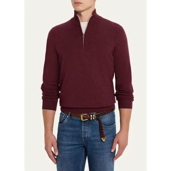 Brunello Cucinelli Cashmere Quarter-zip Sweater - Charcoal