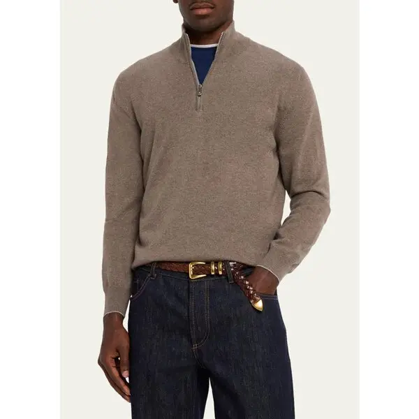 Brunello Cucinelli Cashmere Quarter-zip Sweater - Charcoal