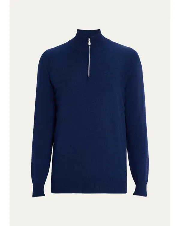 Brunello Cucinelli Cashmere Quarter-zip Sweater - Dark Blue