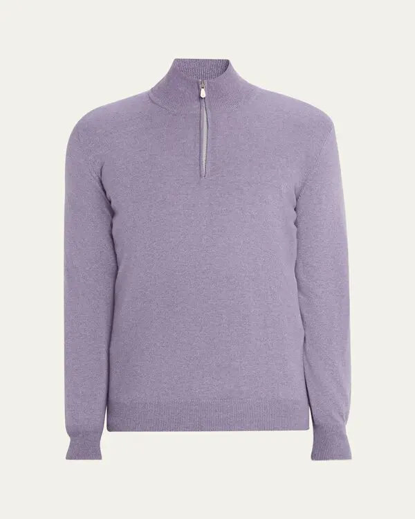 Brunello Cucinelli Cashmere Quarter-zip Sweater - Lilac