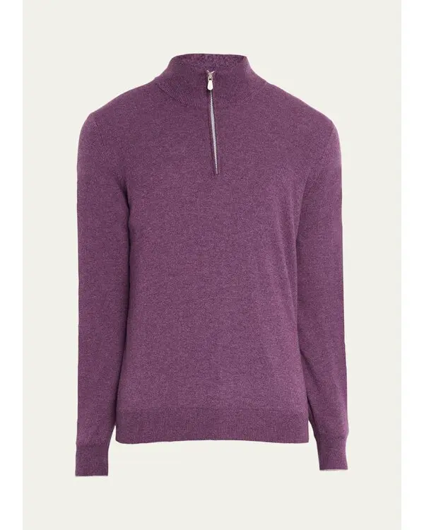 Brunello Cucinelli Cashmere Quarter-zip Sweater - Red