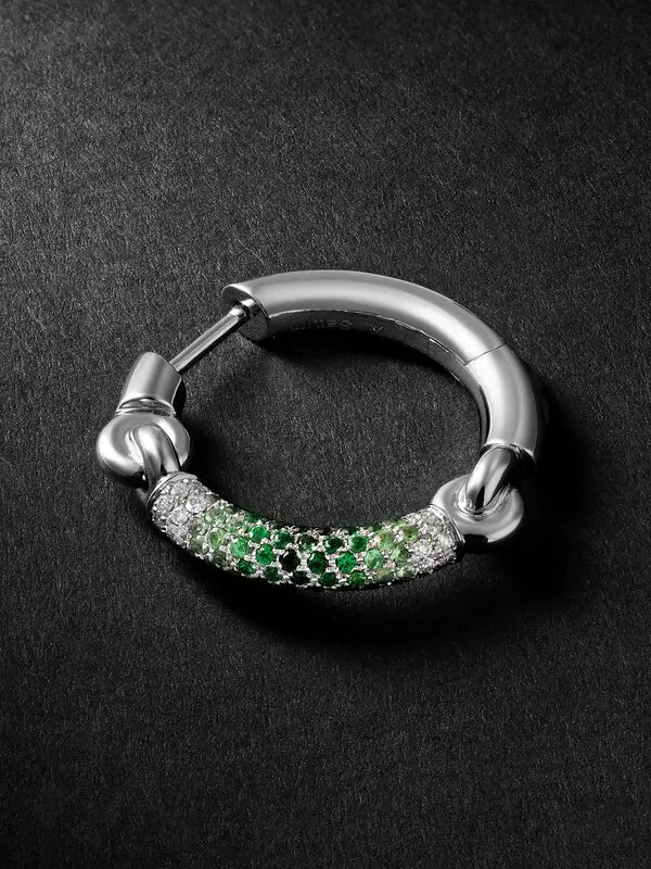 MAOR M.cohen The Equinox 18-karat White Gold, Tsavorite And Diamond Single Earring - Silver