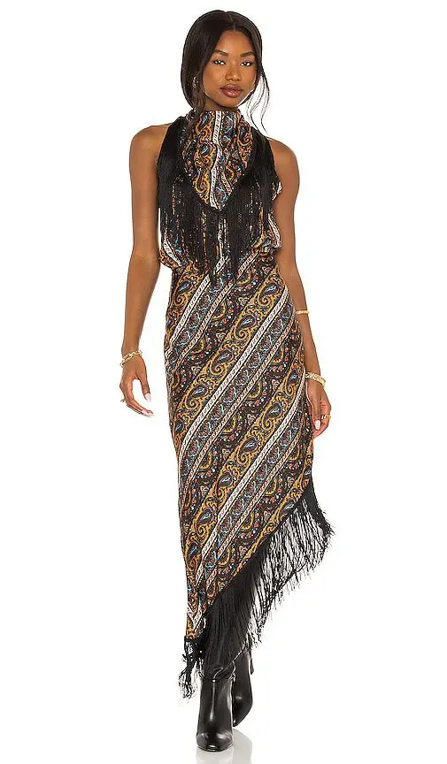 House Of Harlow 1960 X Badia Dress In Brown - Paisley Multi | Editorialist