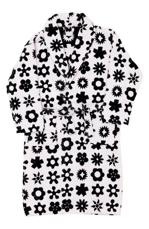 DUSEN DUSEN Flower Cotton Bathrobe - Black And White