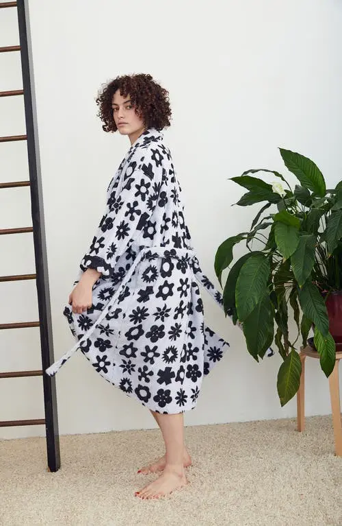 DUSEN DUSEN Flower Cotton Bathrobe - Black And White