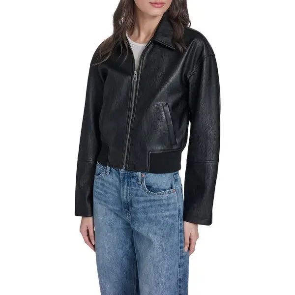 LEVI'S Faux Leather Bomber Jacket - Blk Black