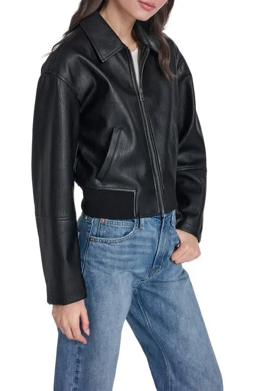 LEVI'S Faux Leather Bomber Jacket - Blk Black