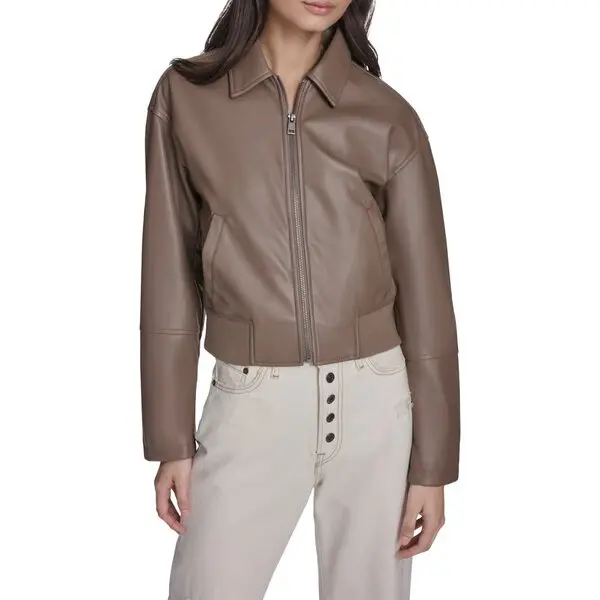 LEVI'S Faux Leather Bomber Jacket - Pine Bark