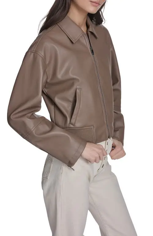 LEVI'S Faux Leather Bomber Jacket - Pine Bark