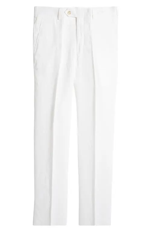 Berle Flat Front Linen Trousers - White