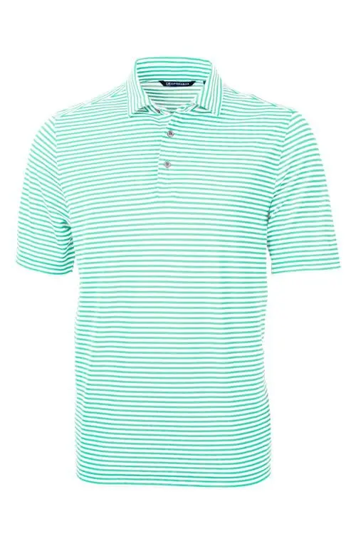 Cutter & Buck Virtue Piqué Stripe Recycled Blend Polo - Fresh Mint