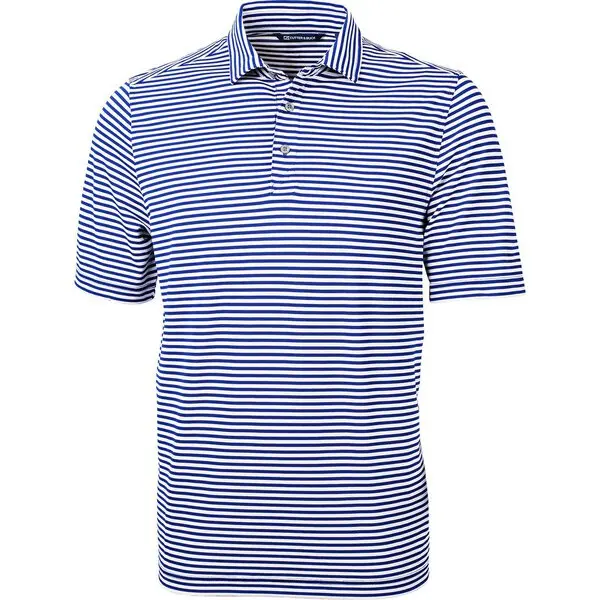 Cutter & Buck Virtue Piqué Stripe Recycled Blend Polo - Tour Blue