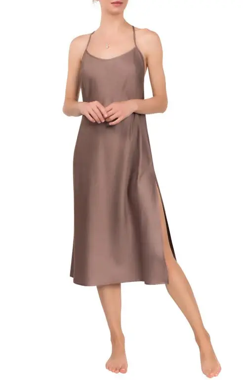 EVERYDAY RITUAL Sloan T-back Midi Nightgown - Chocolate