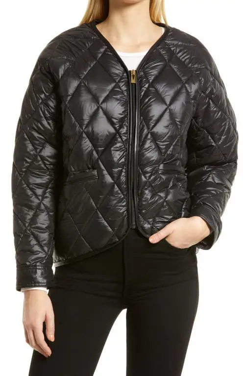 Via Spiga V-neck Quilted Water Resistant Jacket