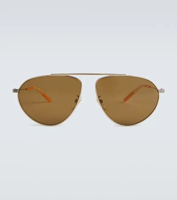 Gucci Metal Frame Aviator Sunglasses - Gold