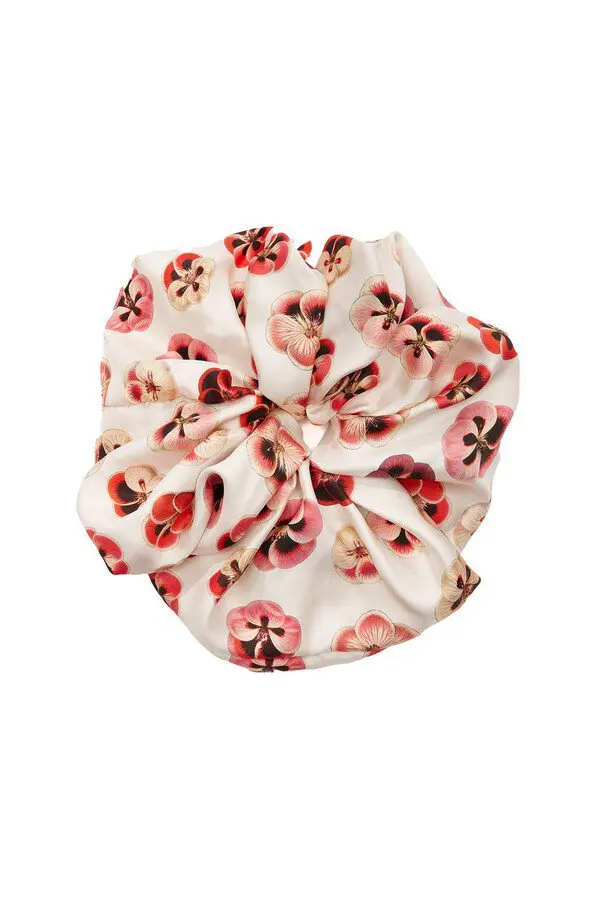 La DoubleJ Giga Scrunchie Micro Pansy In Silk Twill