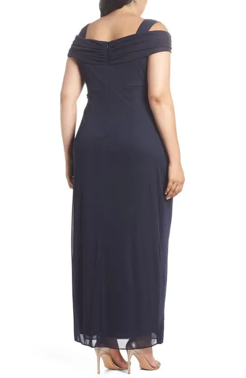 Alex Evenings Embellished Cold Shoulder Gown