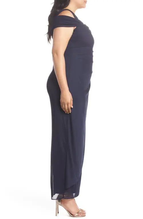 Alex Evenings Embellished Cold Shoulder Gown