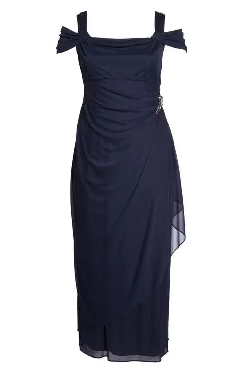 Alex Evenings Embellished Cold Shoulder Gown