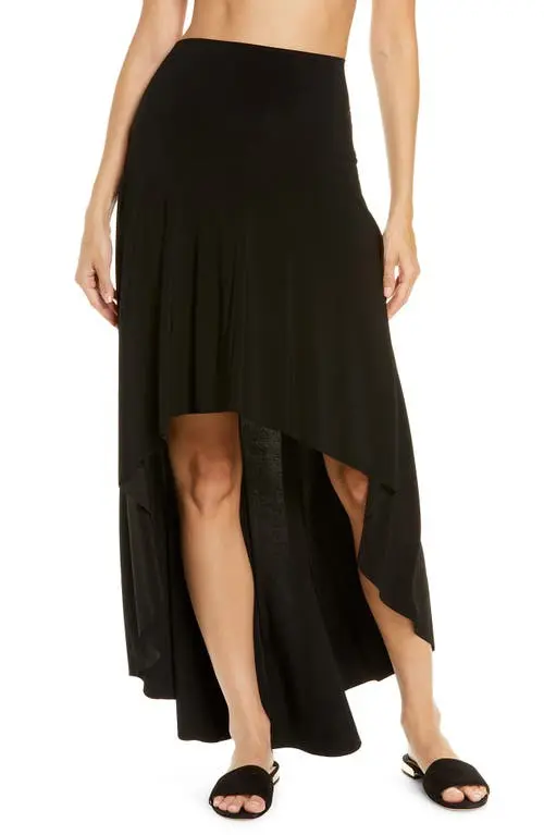 Norma Kamali Bias Cut High-low Hem Cover-up Skirt - Black