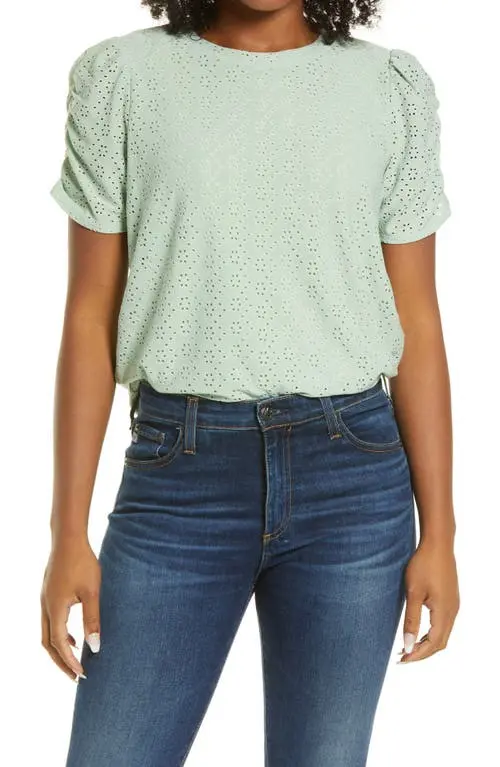 GIBSONLOOK Eyelet Puff Sleeve Top