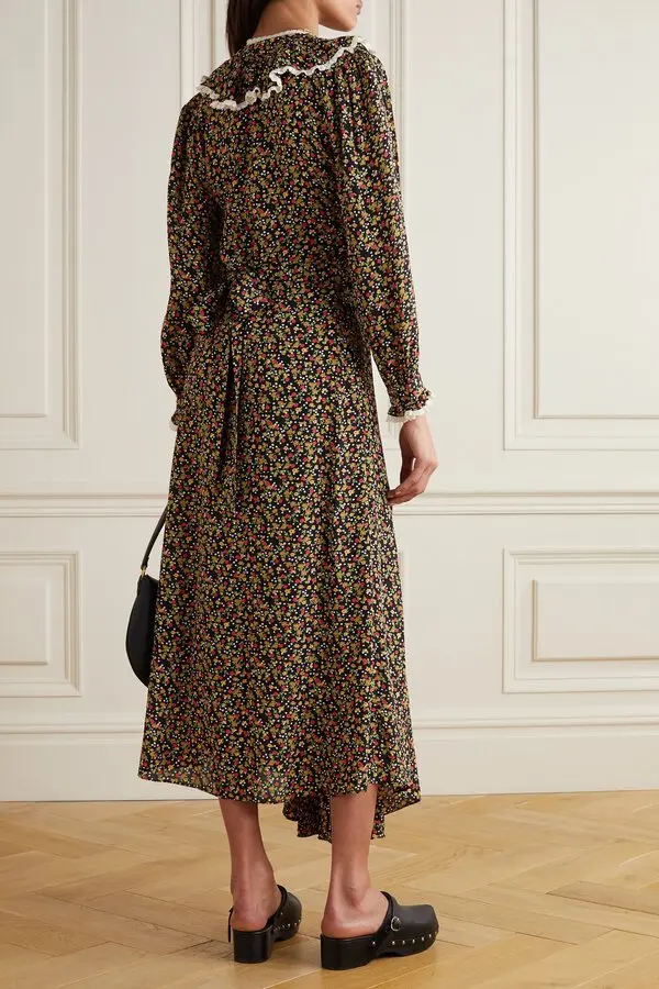 doen black floral dress Doen Black and Pink Floral Dress