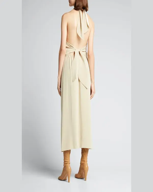 Vince Paneled Halter Midi Dress In Maiz - 60% Off | Editorialist