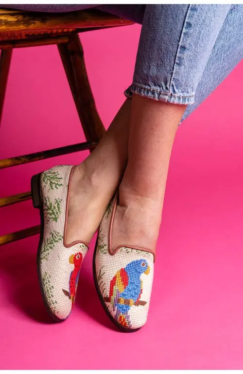 BYPAIGE By Paige Needlepoint Parrot Flat - Tan Multi