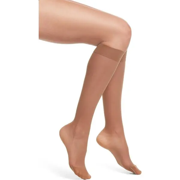 ITEM M6 Sheer Compression Knee High Socks - Milk Chocolate