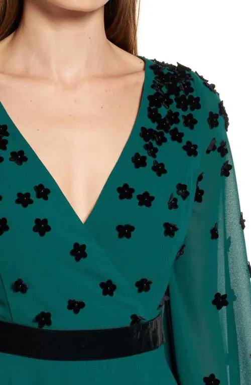 green emerald velvet dress Printed Georgette Maxi Fit And Flare Dress main image 0