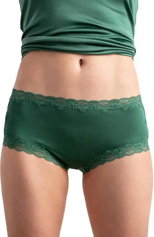 Uwila Warrior Soft Silk Lace Trim Silk Briefs - Smoke Pine