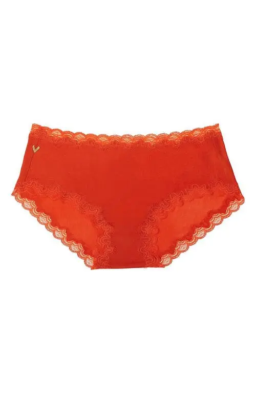 Uwila Warrior Soft Silk Lace Trim Silk Briefs - Spicy Orange