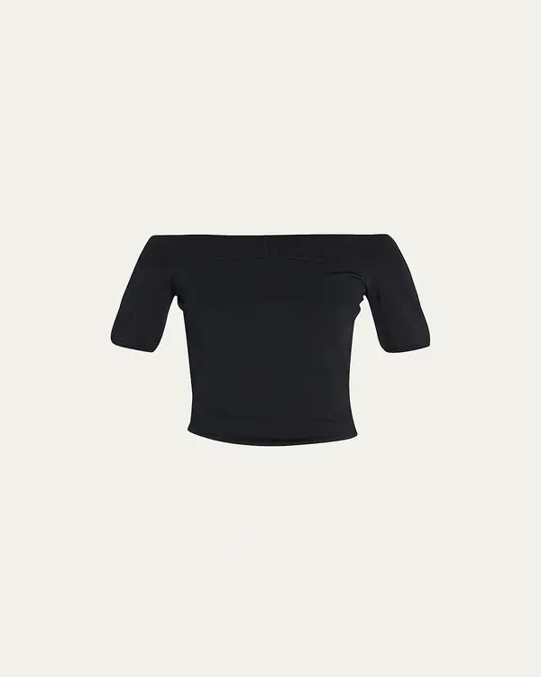 Alexander McQueen Knit Off-the-shoulder Top - Black