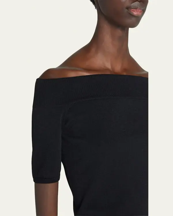 Alexander McQueen Knit Off-the-shoulder Top - Black