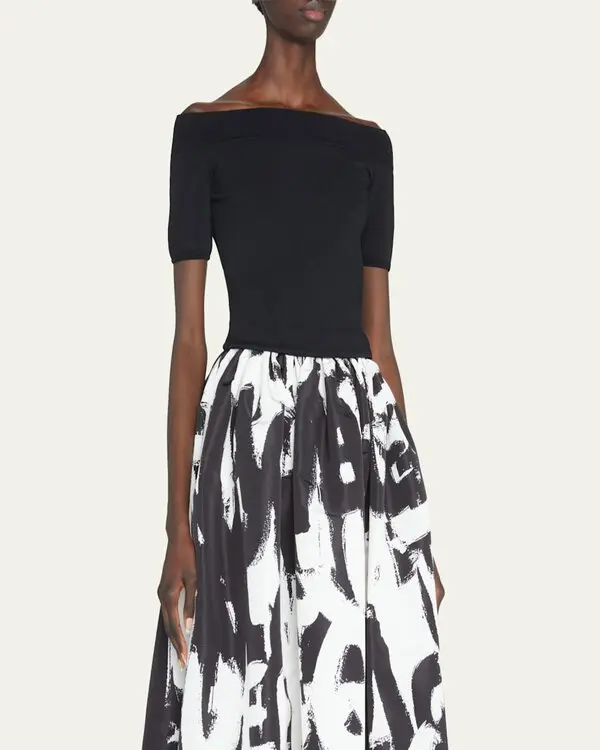 Alexander McQueen Knit Off-the-shoulder Top - Black