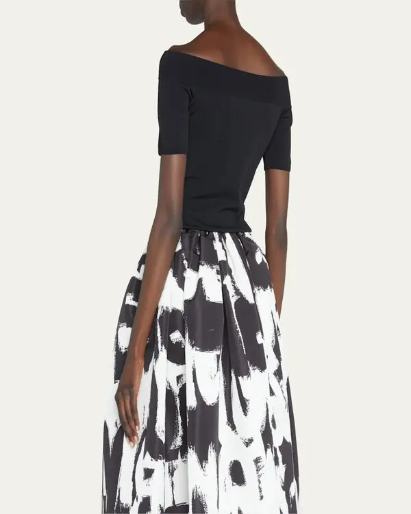 Alexander McQueen Knit Off-the-shoulder Top - Black