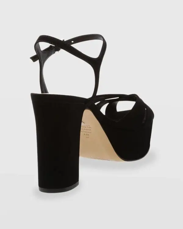 Schutz Keefa Nubuck Platform Sandals - Black