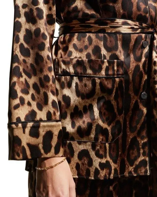 Dolce & Gabbana Belted Leopard-print Pajama Shirt - Light Brown Print