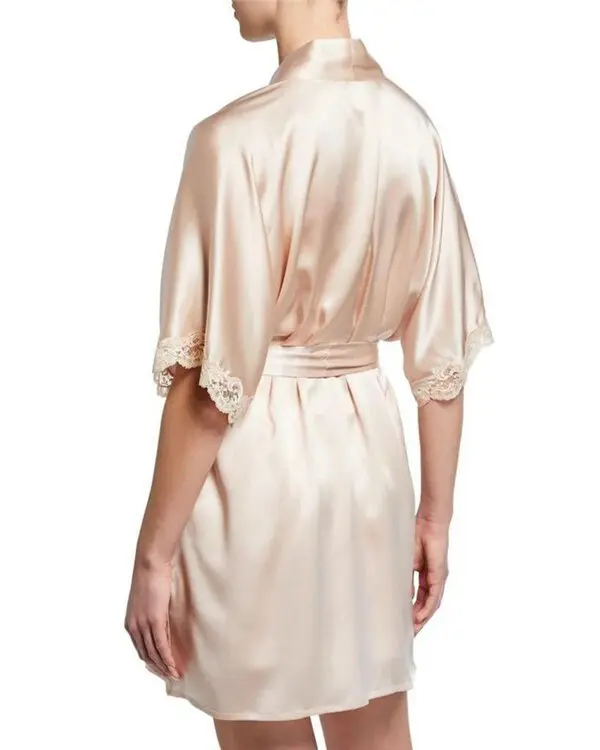 Christine Lingerie Bijoux Short Silk Robe - Light Pink