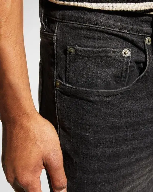 PURPLE BRAND Slim-fit Distressed Low-rise Skinny Jeans - Black Over Spray